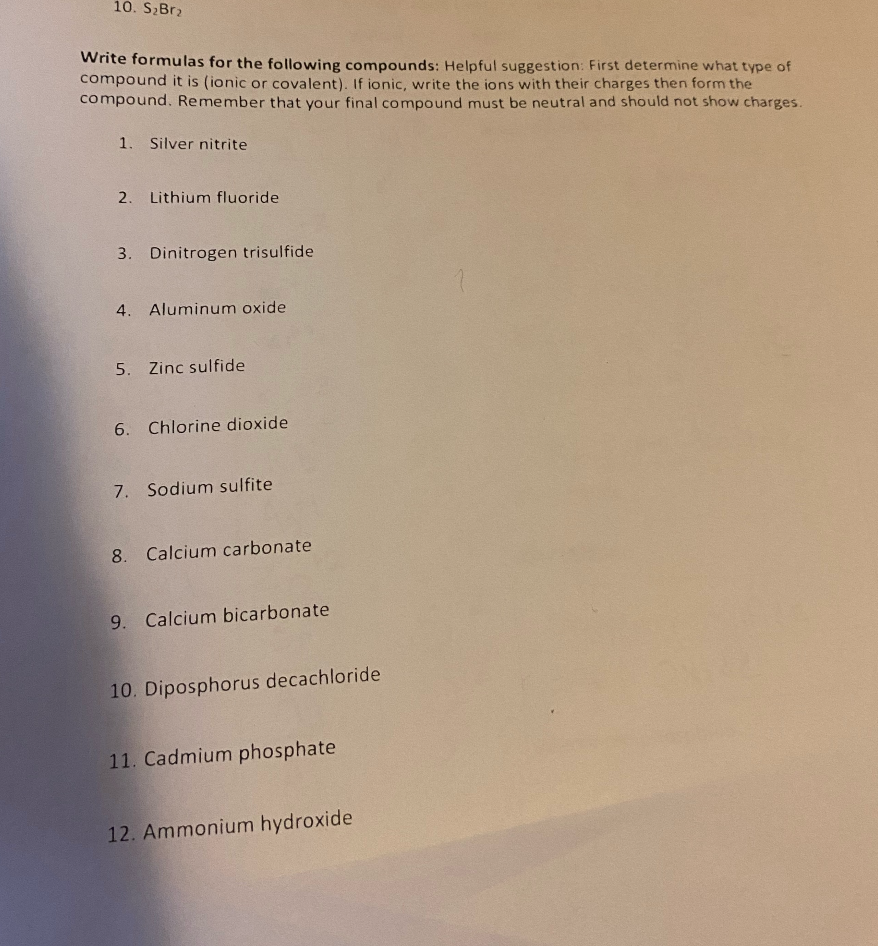 Solved Write formulas for the following compounds: Helpful | Chegg.com