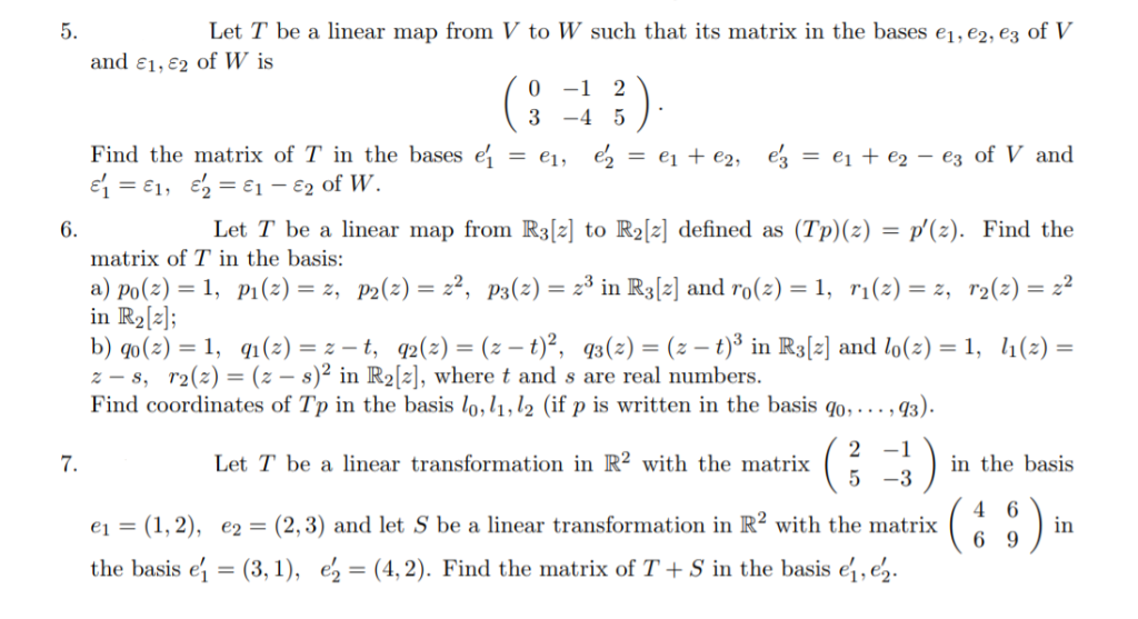 Solved 5. Let T be a linear map from V to W such that its | Chegg.com