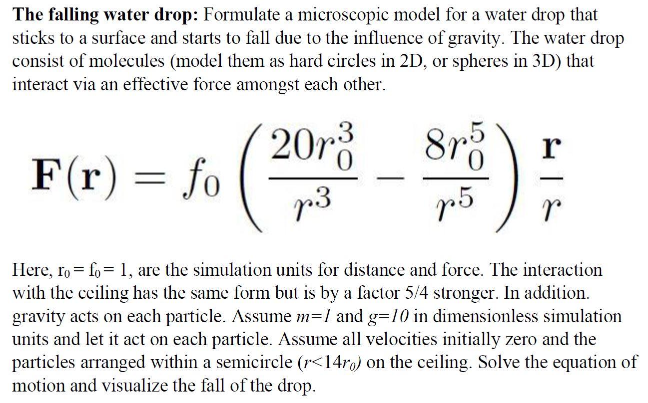 Solved The falling water drop: Formulate a microscopic model | Chegg.com