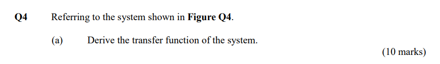 Solved Q4 Referring to the system shown in Figure Q4. (a) | Chegg.com
