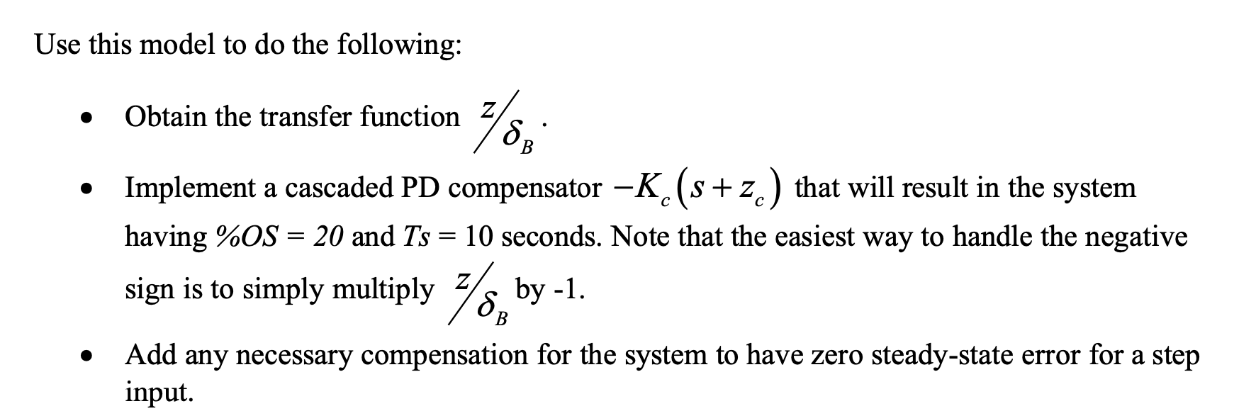 Solved A state-space model linearized about neutral buoyancy | Chegg.com