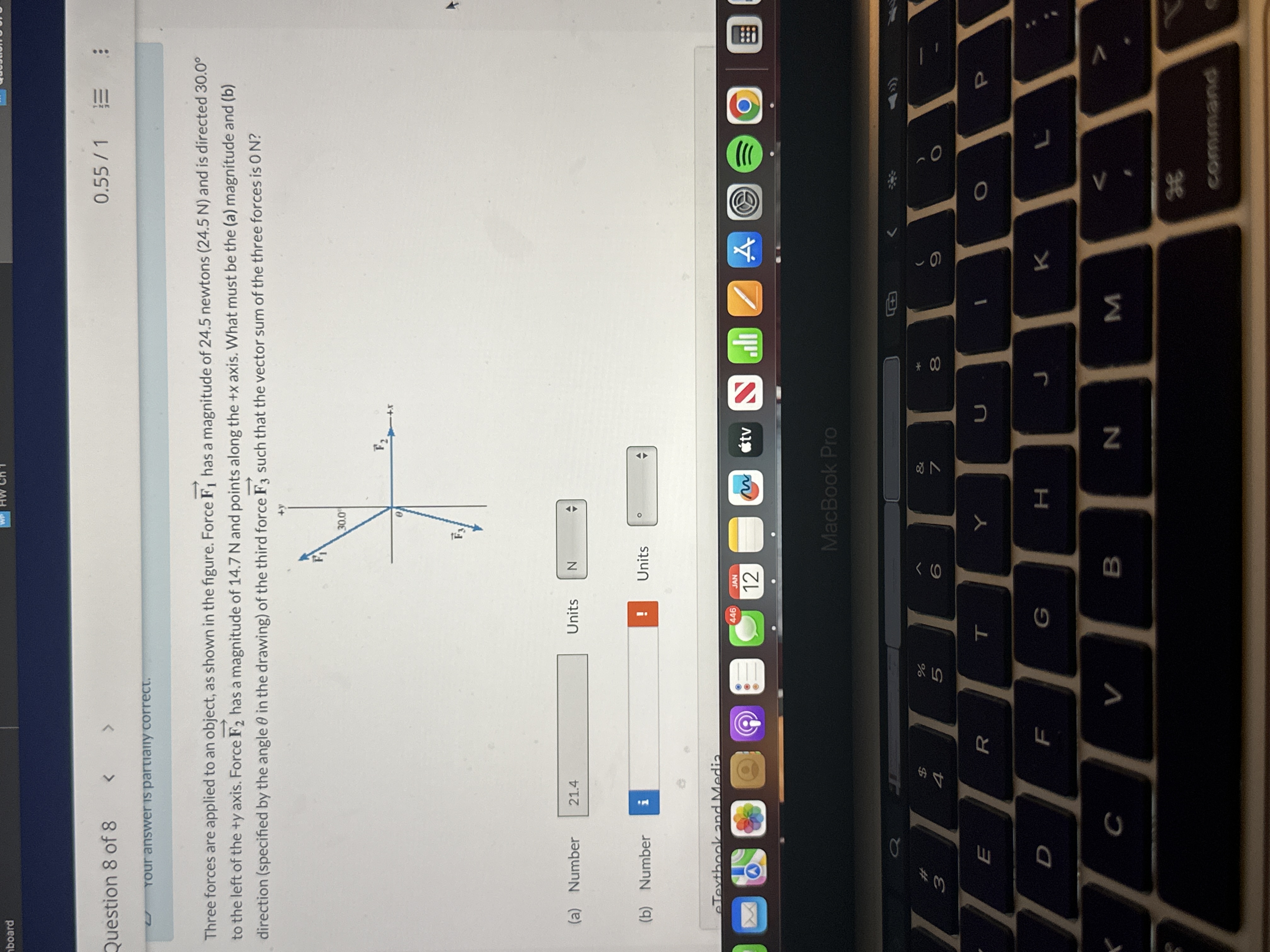 Solved Three Forces Are Applied To An object As shown In