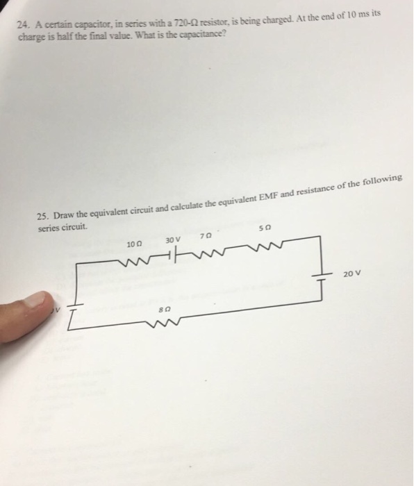 A certain capacitor, in series with a 720-ohm | Chegg.com