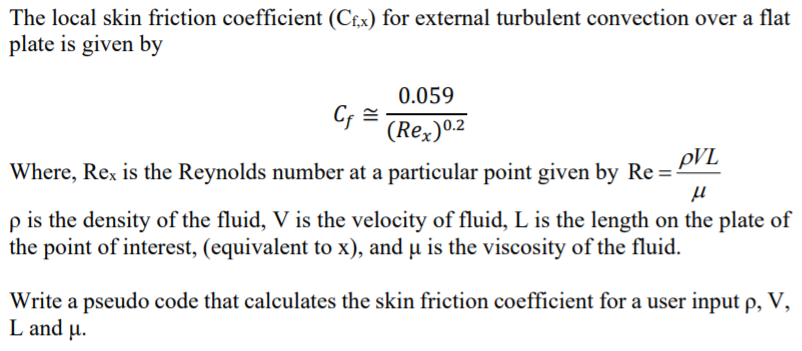 Solved The local skin friction coefficient (Cf,x) for | Chegg.com