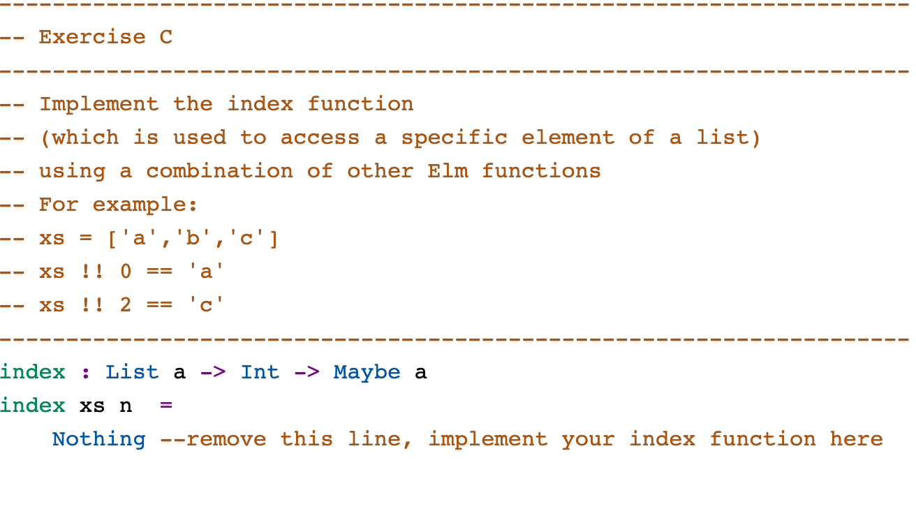 Solved -- Implement the index function -- (which is used to | Chegg.com