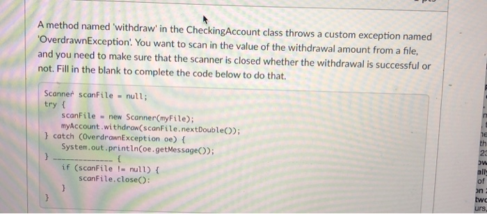 Solved A method named 'withdraw' in the CheckingAccount | Chegg.com