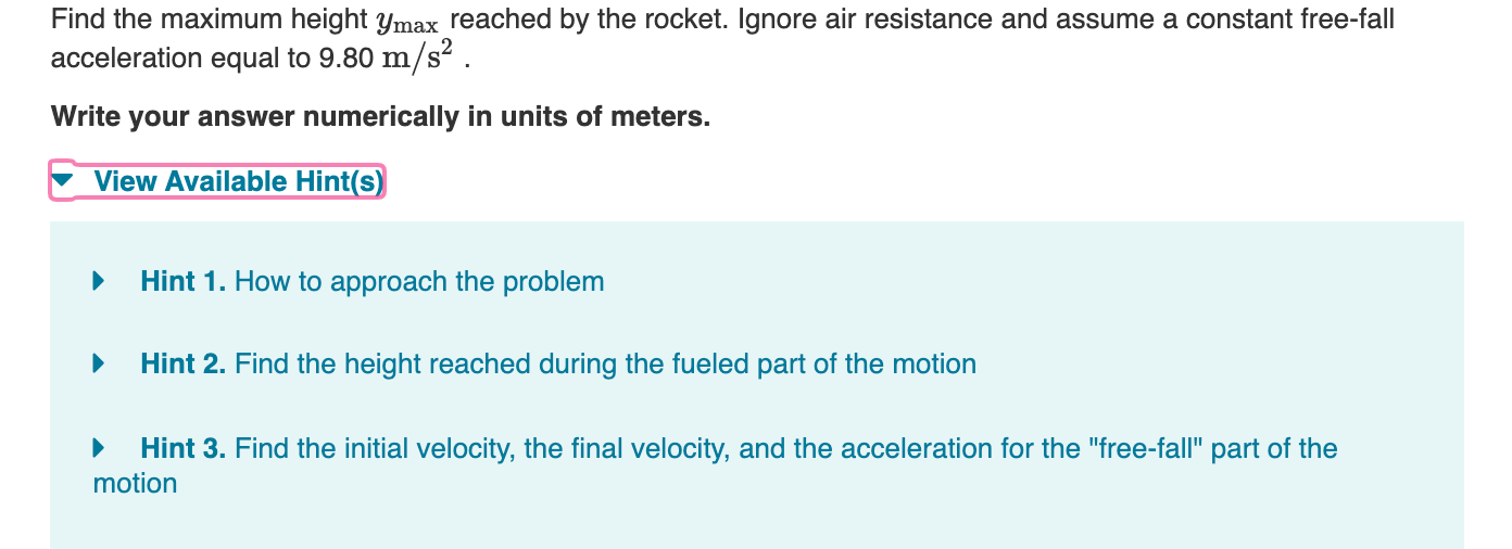 Solved A rocket, initially at rest on the ground, | Chegg.com