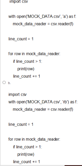 Solved Which of the following is the correct syntax to read | Chegg.com