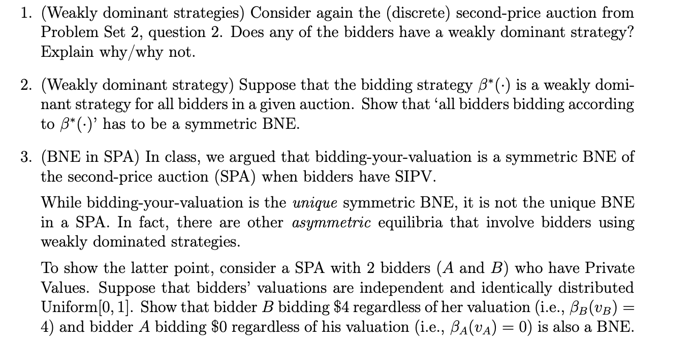 Solved Problem set 2 ﻿#2 ﻿: An ﻿item is up ﻿for auction. | Chegg.com