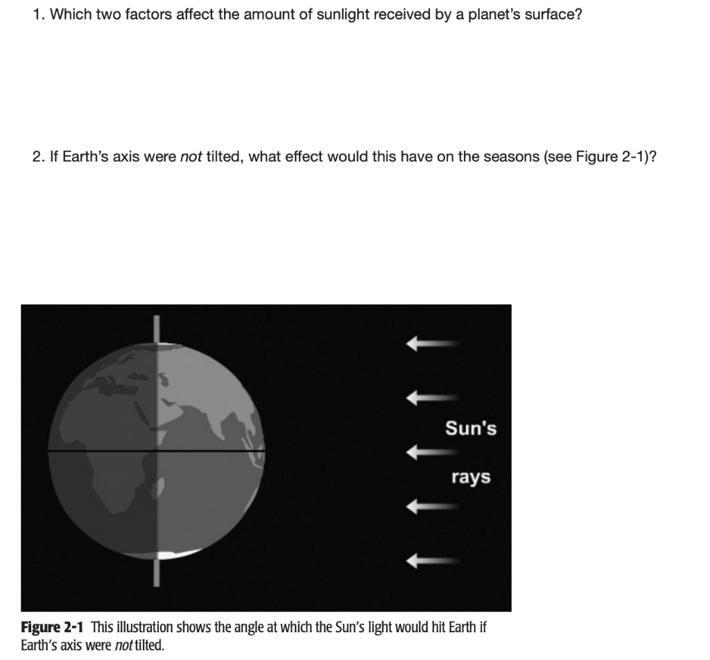 Solved 1. Which two factors affect the amount of sunlight | Chegg.com