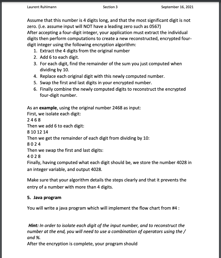 Solved Laurent Ruhlmann Section 3 September 16, 2021 Assume | Chegg.com