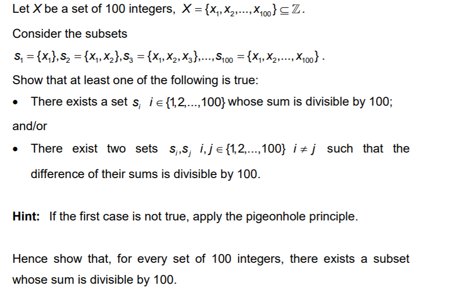 Solved Let X be a set of 100 integers, X = {x1,x2,...,X100} | Chegg.com