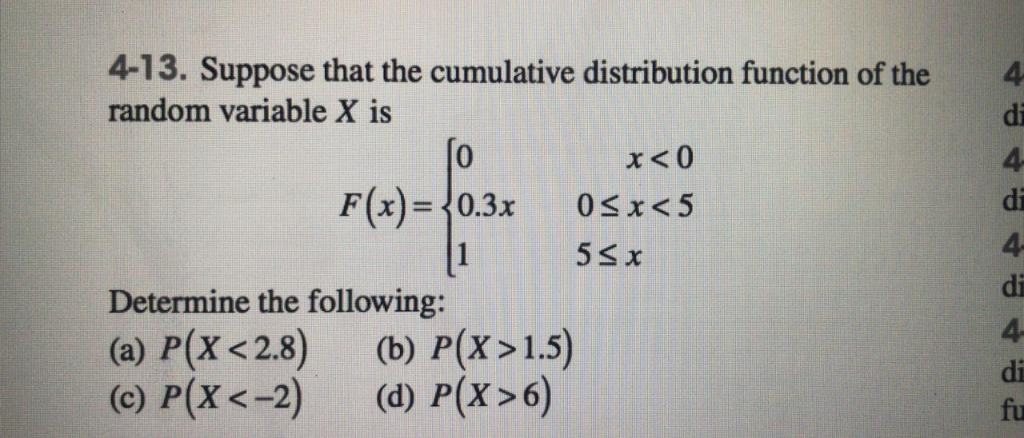 Solved 4-13. Suppose that the cumulative distribution | Chegg.com