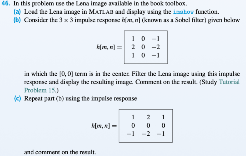 Solved 46 In This Problem Use The Lena Image Available In 