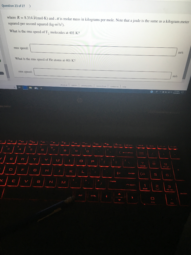 Solved muestion 23 of 27 > where R = 8.314 J/(mol-K) and M | Chegg.com