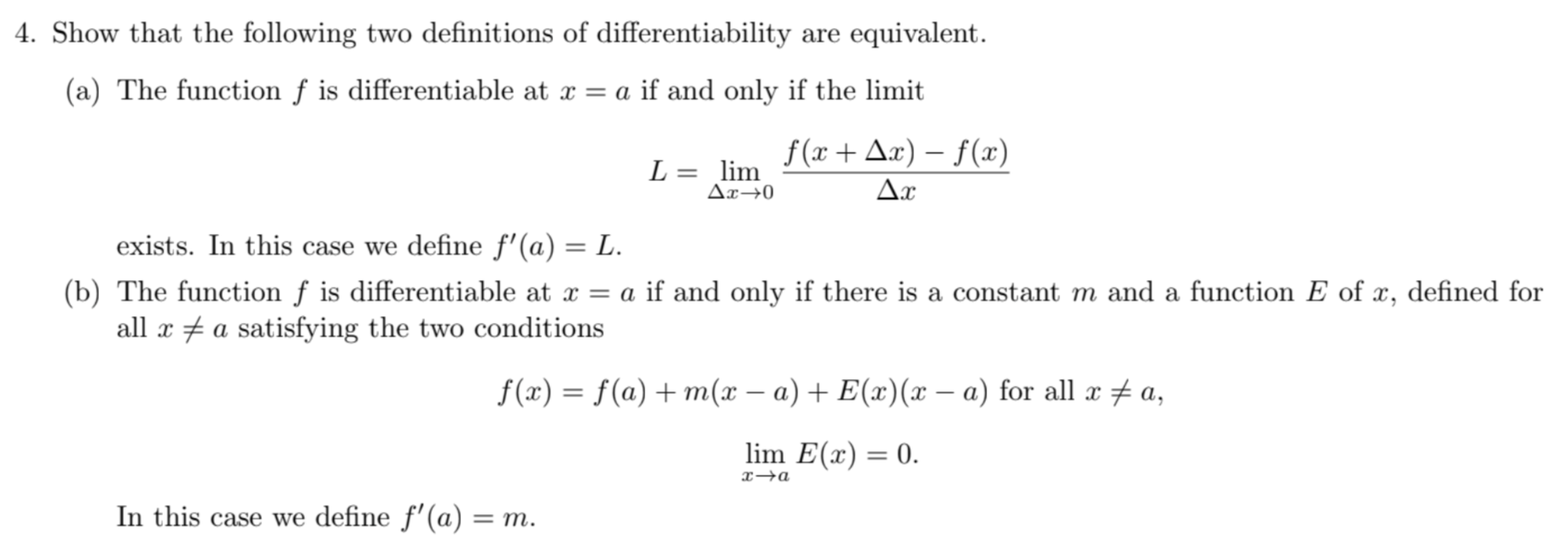 Solved Show that the following two definitions of | Chegg.com