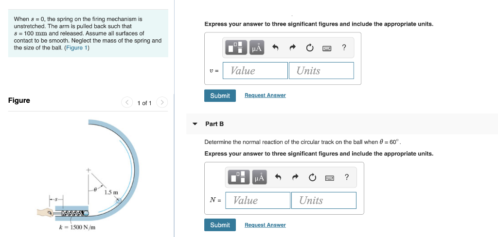 Solved When s = 0, the spring on the firing mechanism | Chegg.com
