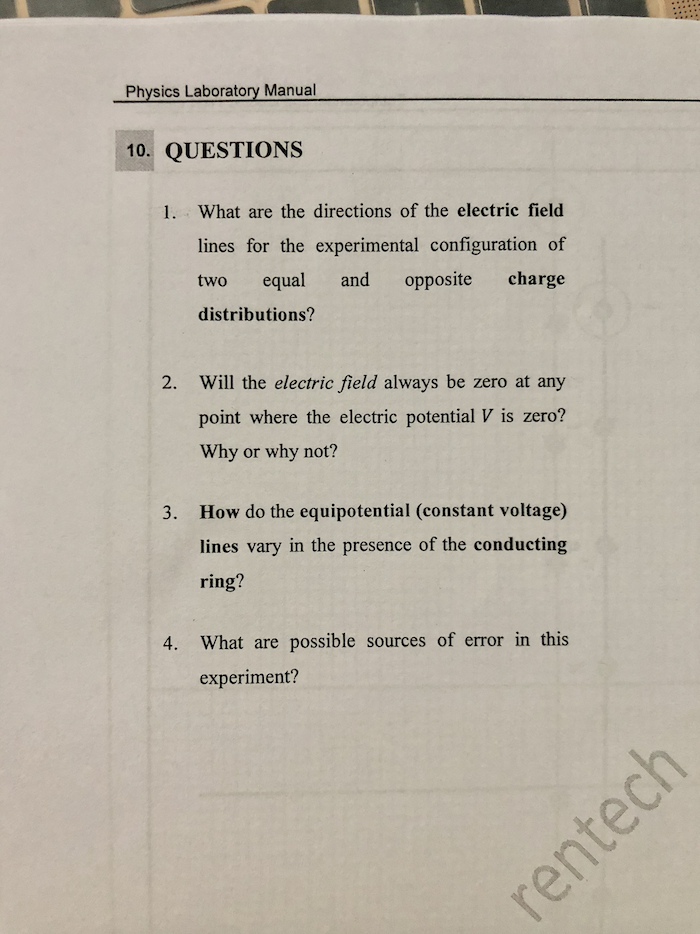 Solved Physics Laboratory Manual 10. QUESTIONS 1. What are | Chegg.com