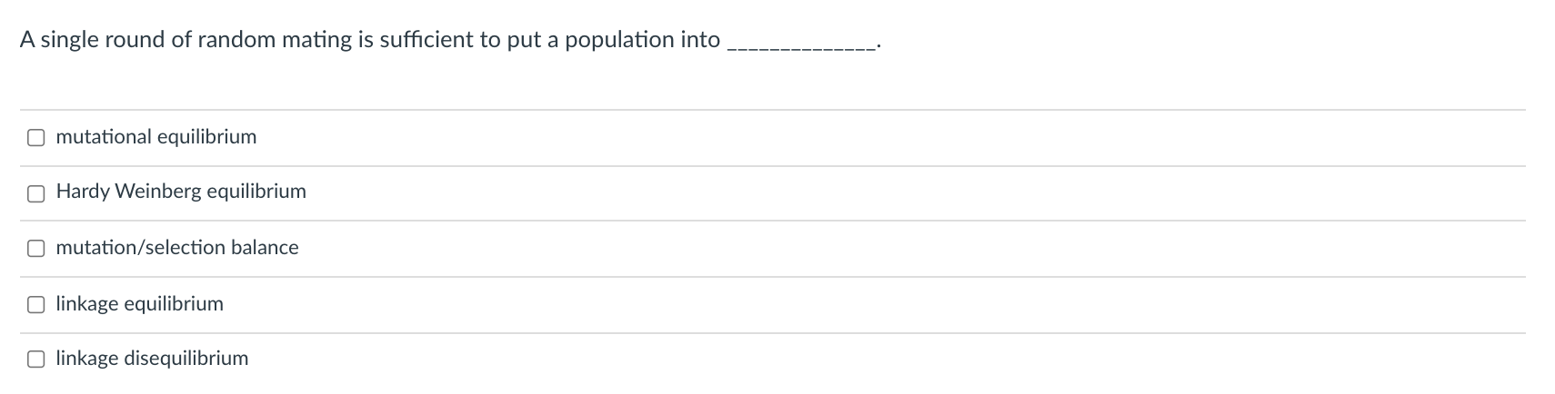 Solved A single round of random mating is sufficient to put | Chegg.com