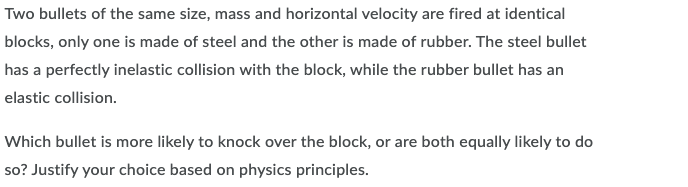 Solved Two bullets of the same size, mass and horizontal | Chegg.com