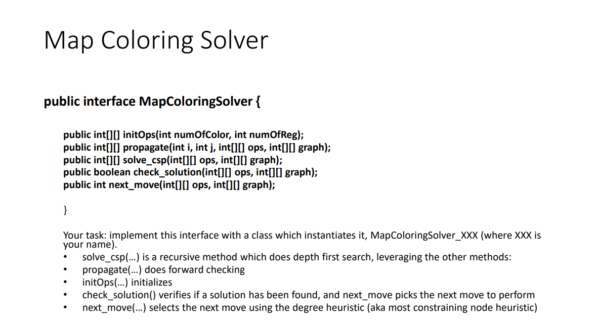 Map Coloring Solver public interface | Chegg.com