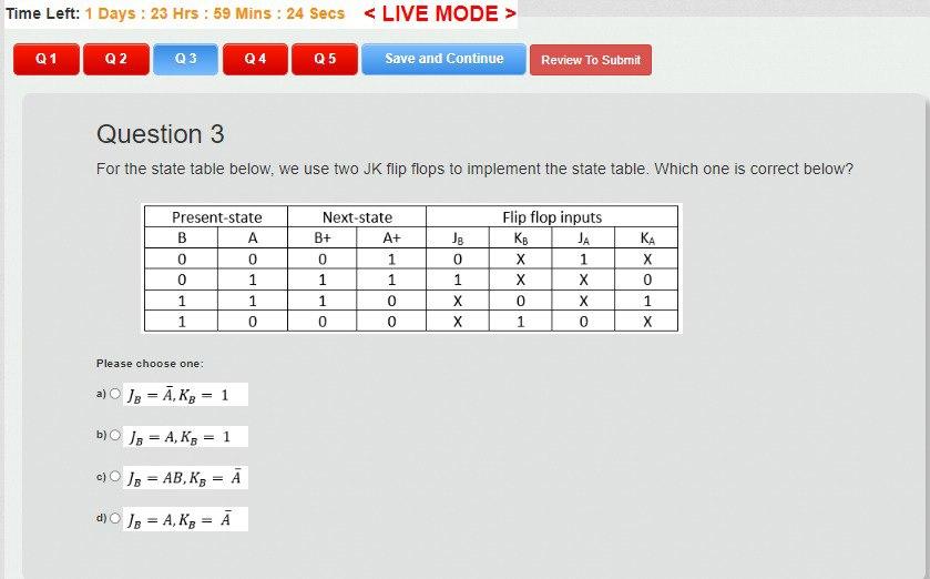 Solved For the state table below, we use two JK flip flops | Chegg.com