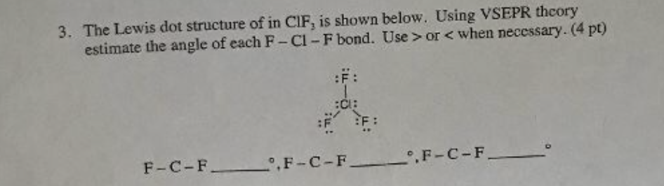 Solved The Lewis dot structure of in CIF, is shown below. | Chegg.com