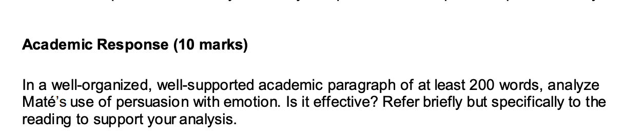 Solved Academic Response (10 marks) In a well-organized, | Chegg.com