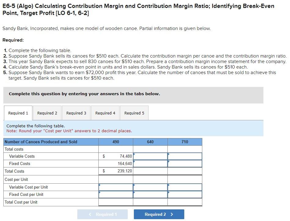 Solved E6-5 (Algo) Calculating Contribution Margin and | Chegg.com
