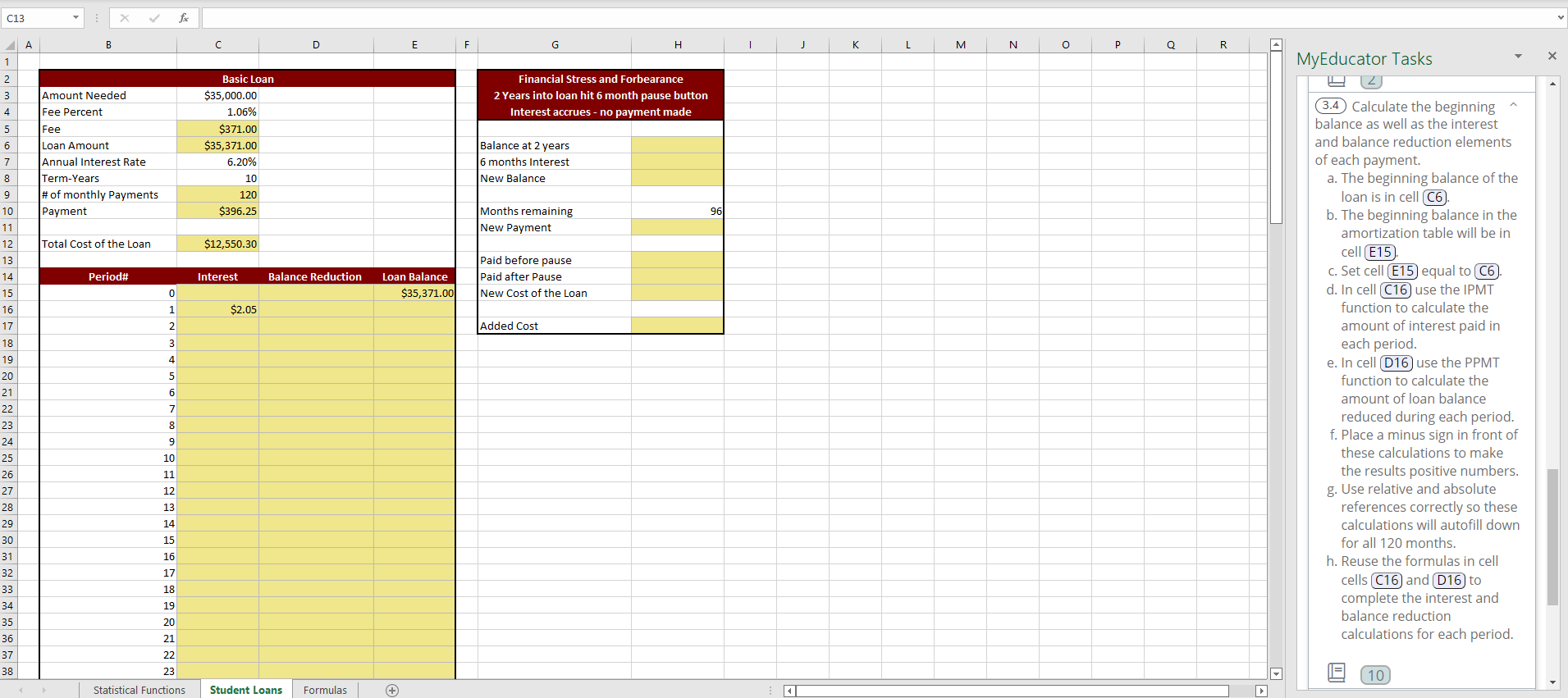 I am having trouble creating the correct formulas to | Chegg.com