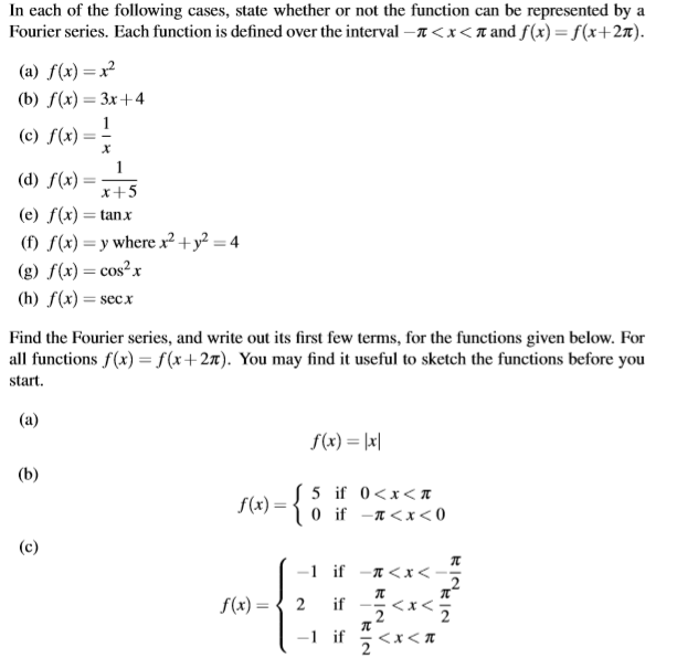 Solved In each of the following cases, state whether or not | Chegg.com