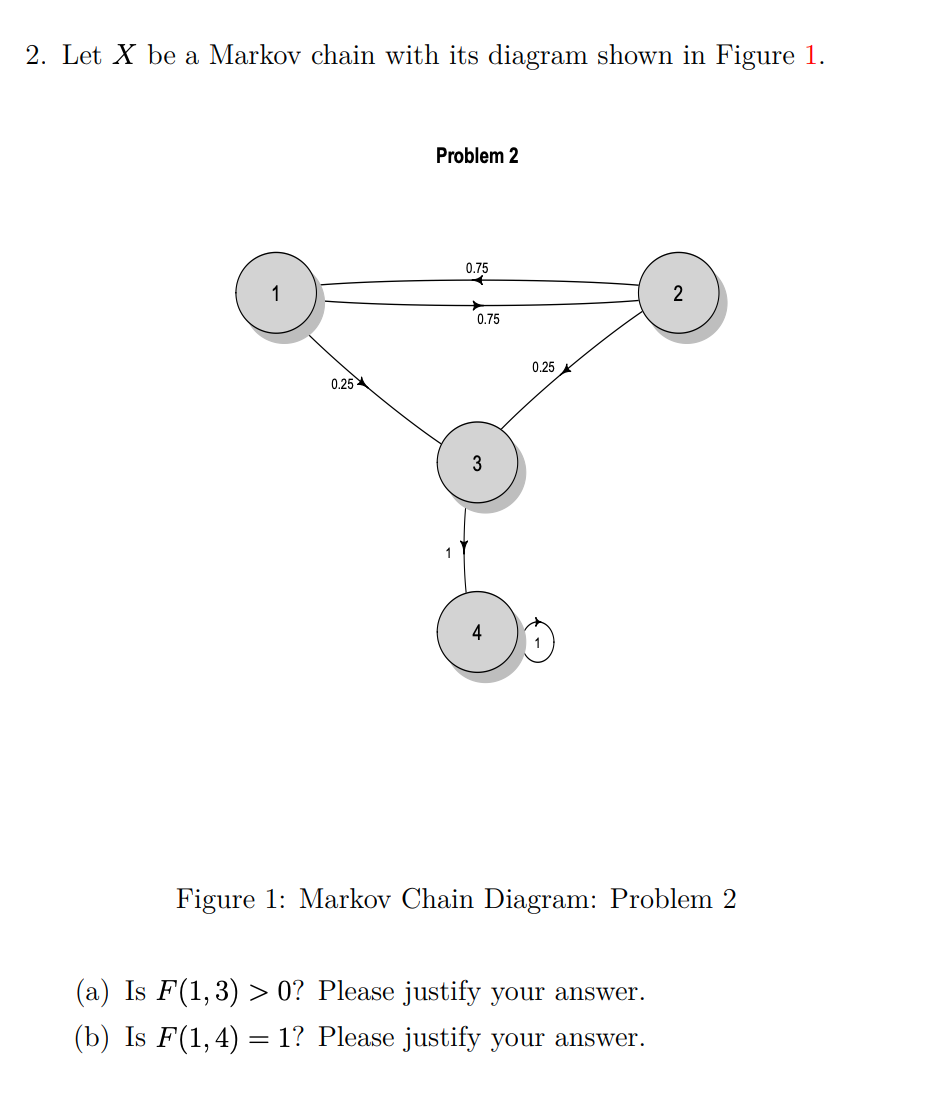 Solved 2. Let X be a Markov chain with its diagram shown in | Chegg.com Solved 2. Let X be a Markov chain with its diagram shown in | Chegg.com