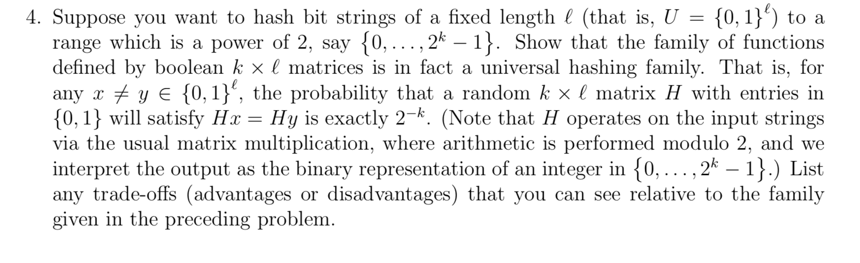 Solved 3. Recall our construction of a universal hashing | Chegg.com