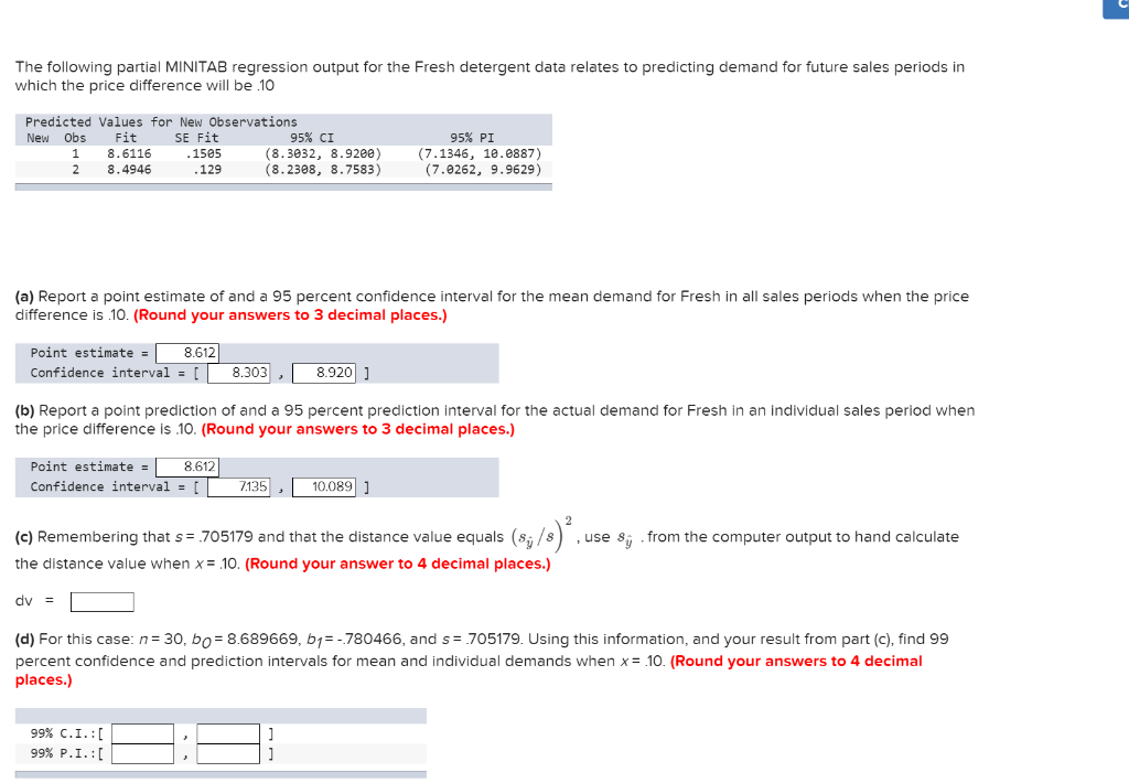 Solved The following partial MINITAB regression output for | Chegg.com