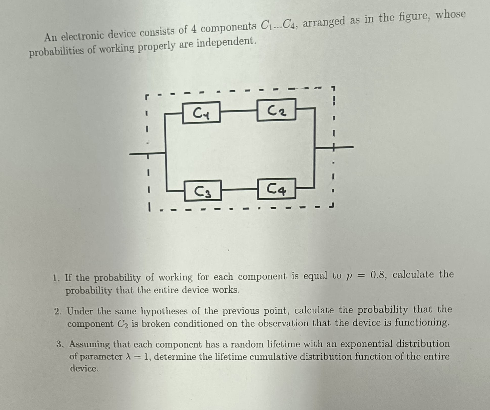Solved An electronic device consists of 4 ﻿components | Chegg.com