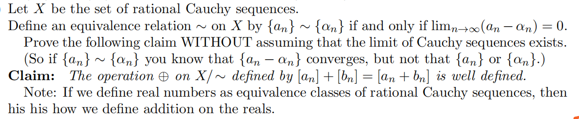Solved Let X be the set of rational Cauchy sequences. Define | Chegg.com