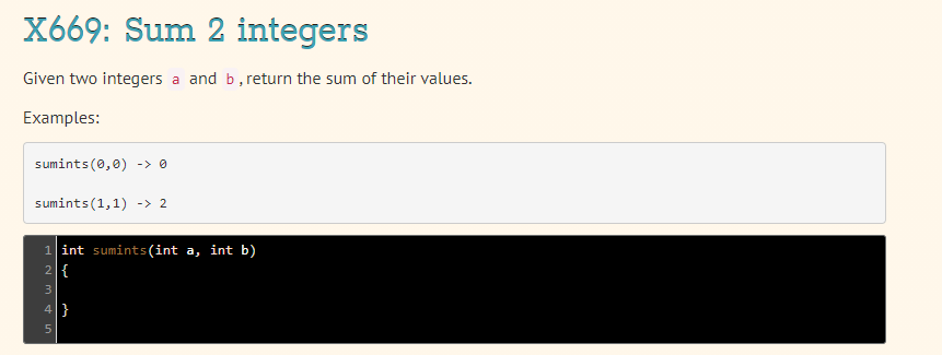 Solved X669: Sum 2 integers Given two integers a and b, | Chegg.com
