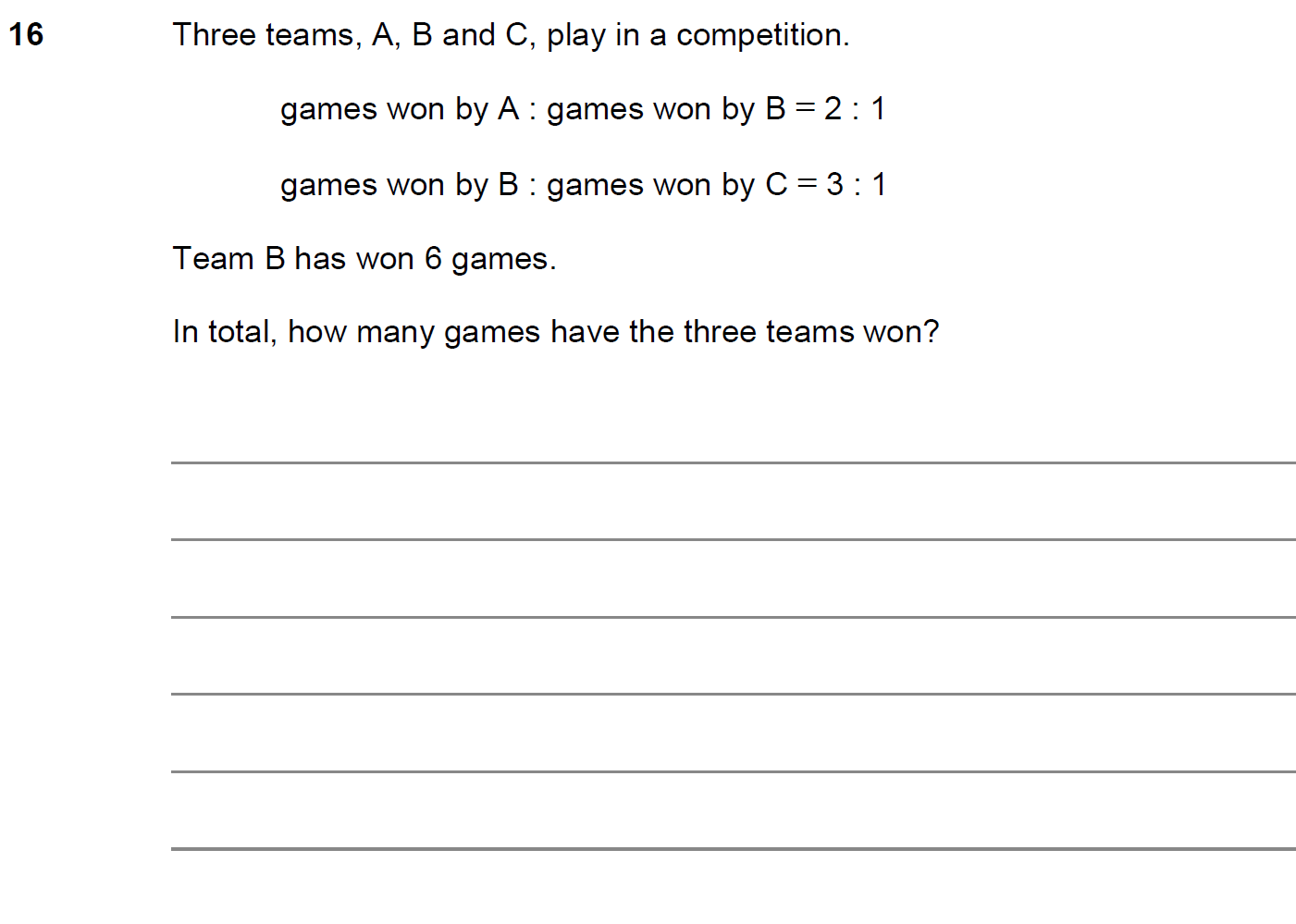 Solved Three teams, A, B and C, play in a competition. games | Chegg.com