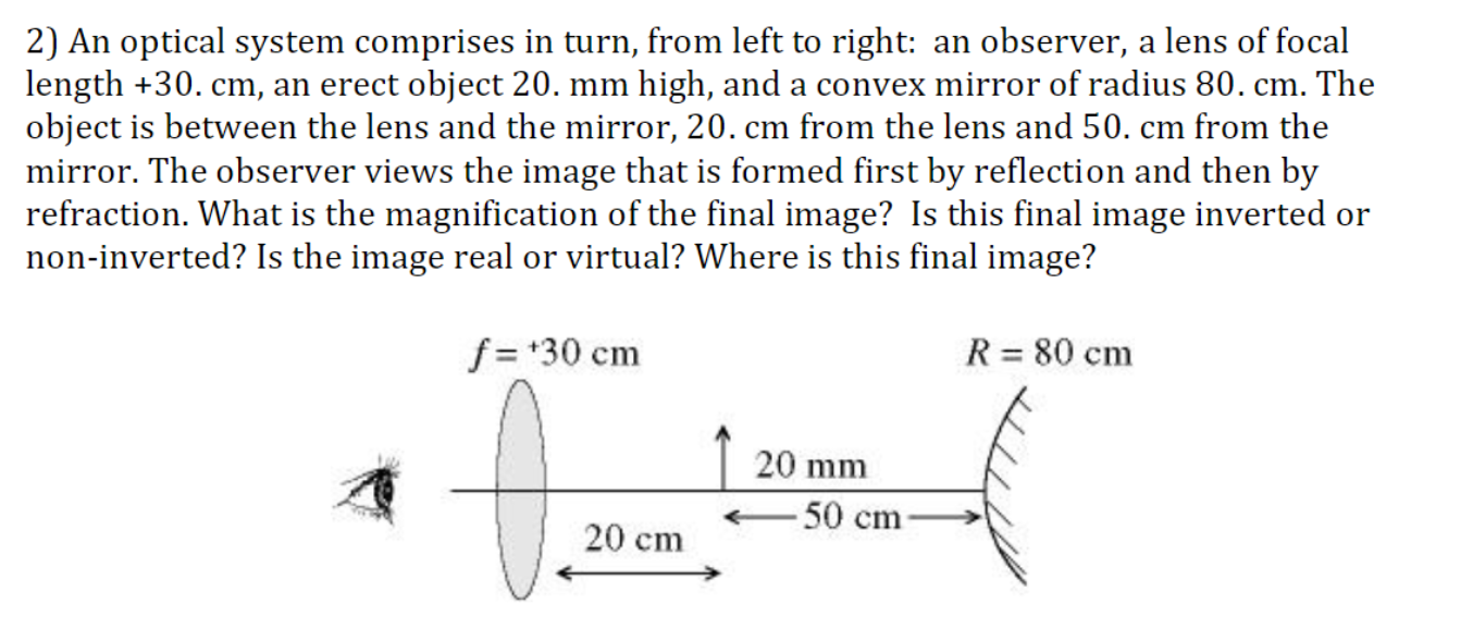 Solved 2) An optical system comprises in turn, from left to | Chegg.com
