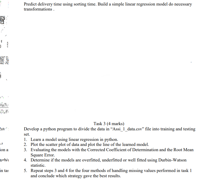Predict delivery time using sorting time. Build a | Chegg.com