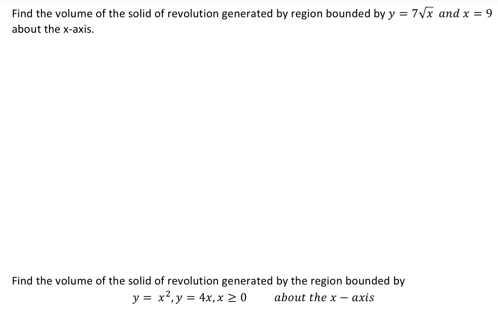 Solved Find the volume of the solid of revolution generated | Chegg.com