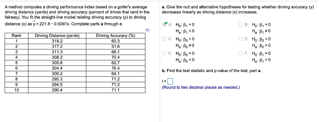 Solved A Method Computes A Driving Performance Index Based 5750