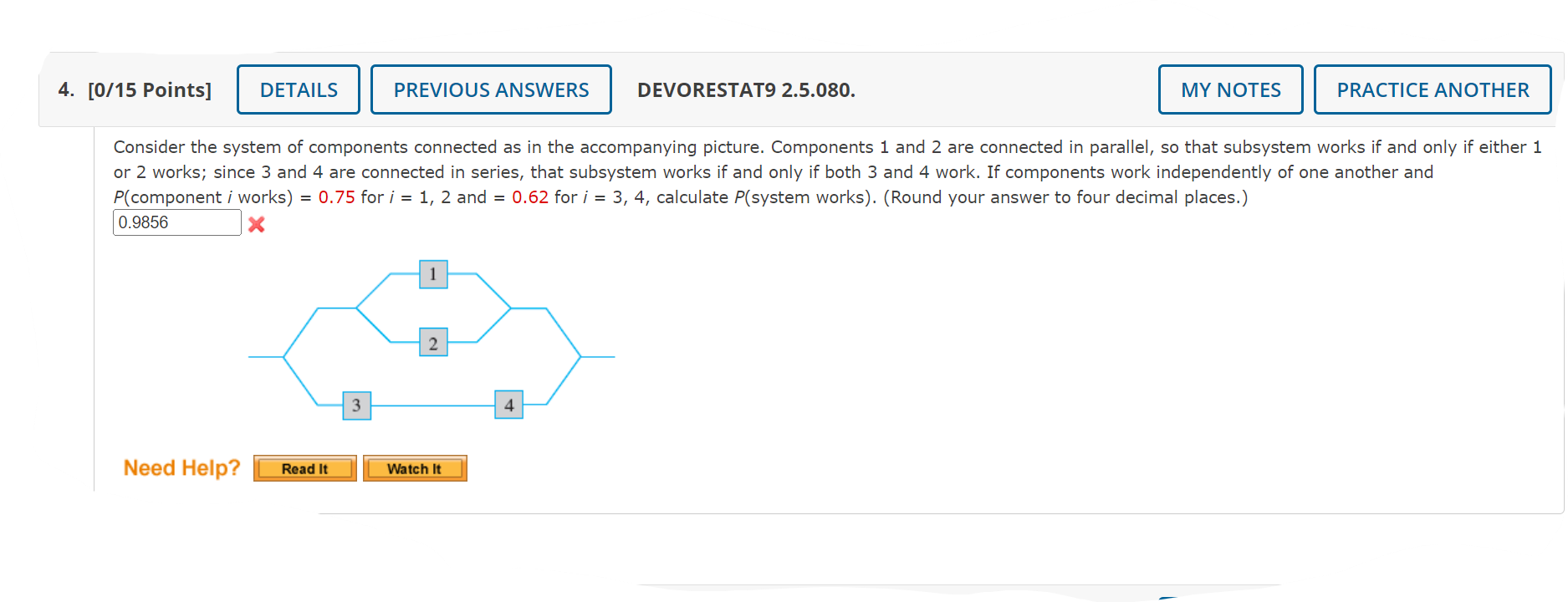 Solved Consider the system of components connected as in the | Chegg.com