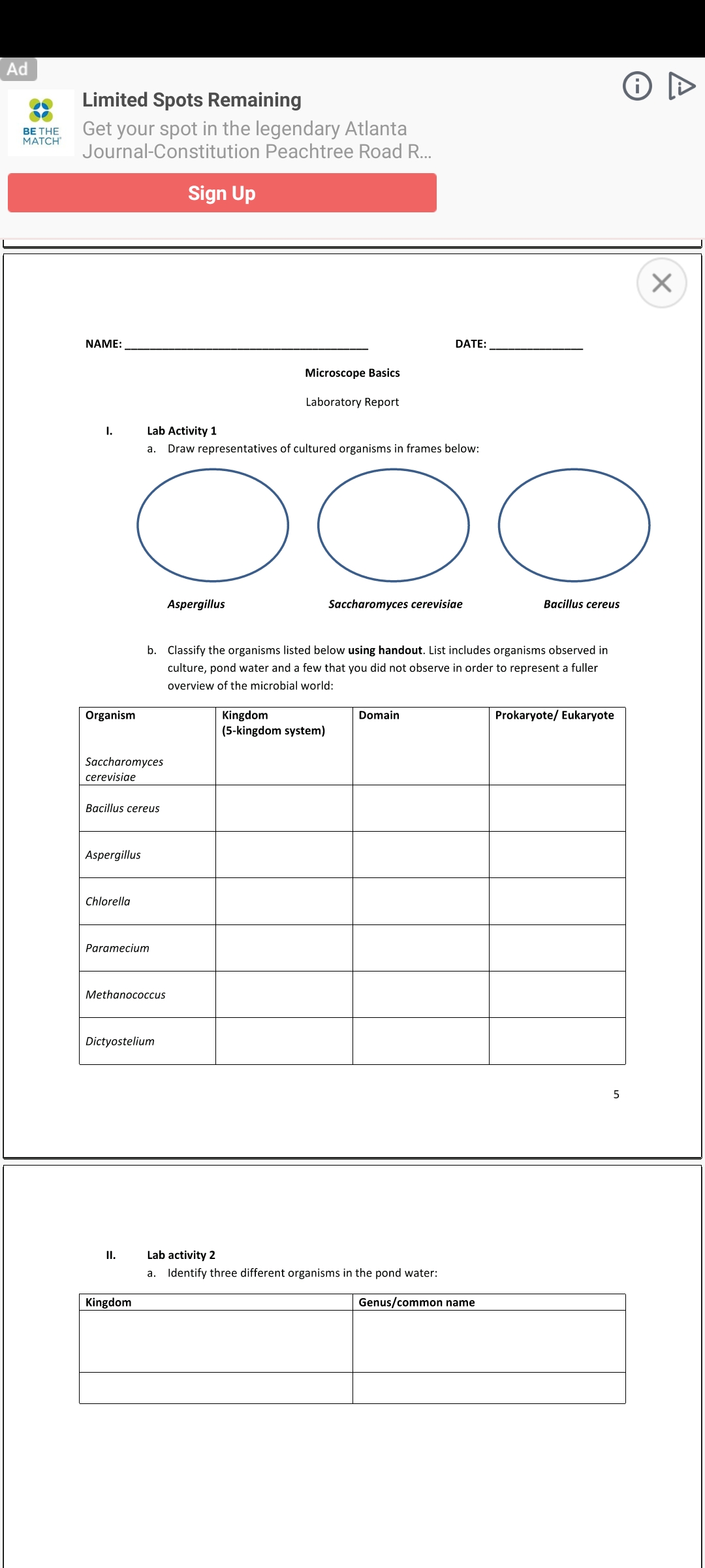 Solved Ad 0 BE THE MATCH Limited Spots Remaining Get your | Chegg.com