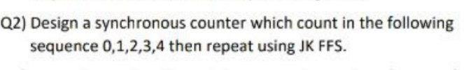 Solved Q2) Design a synchronous counter which count in the | Chegg.com