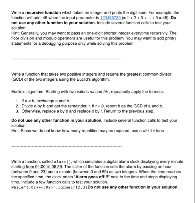 Write a recursive function which takes an integer and | Chegg.com