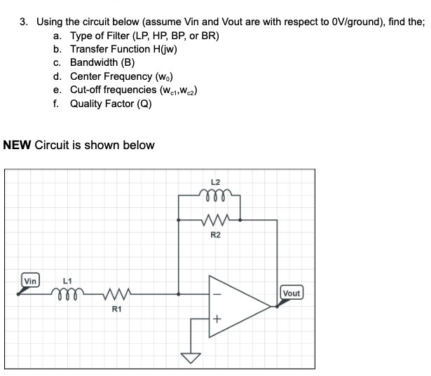 Solved 3. Using the circuit below (assume Vin and Vout are | Chegg.com