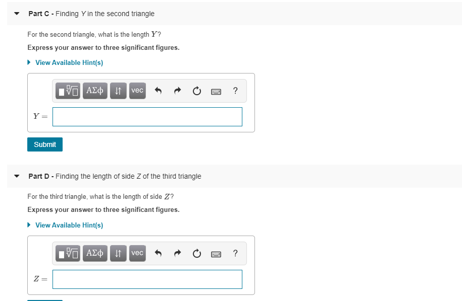 Solved Part A - Finding the length of the hypotenuse of the | Chegg.com