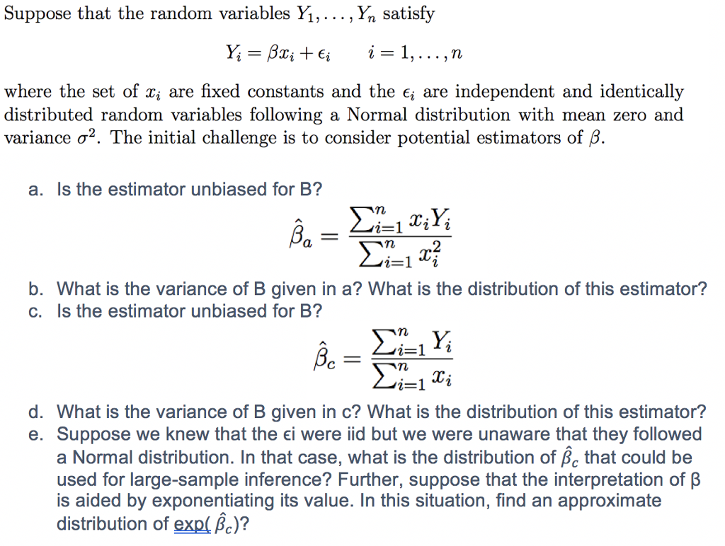 Solved Suppose that the random variables Yi,... , Yn satisfy | Chegg.com