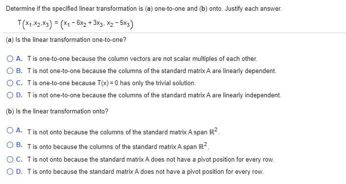 Solved Determine if the specified linear transformation is | Chegg.com